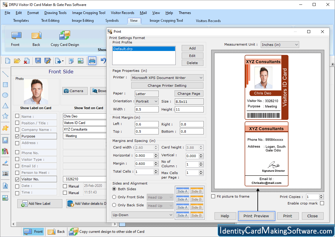 Gate Pass Maker Software Screenshots explain how to manage visitor records